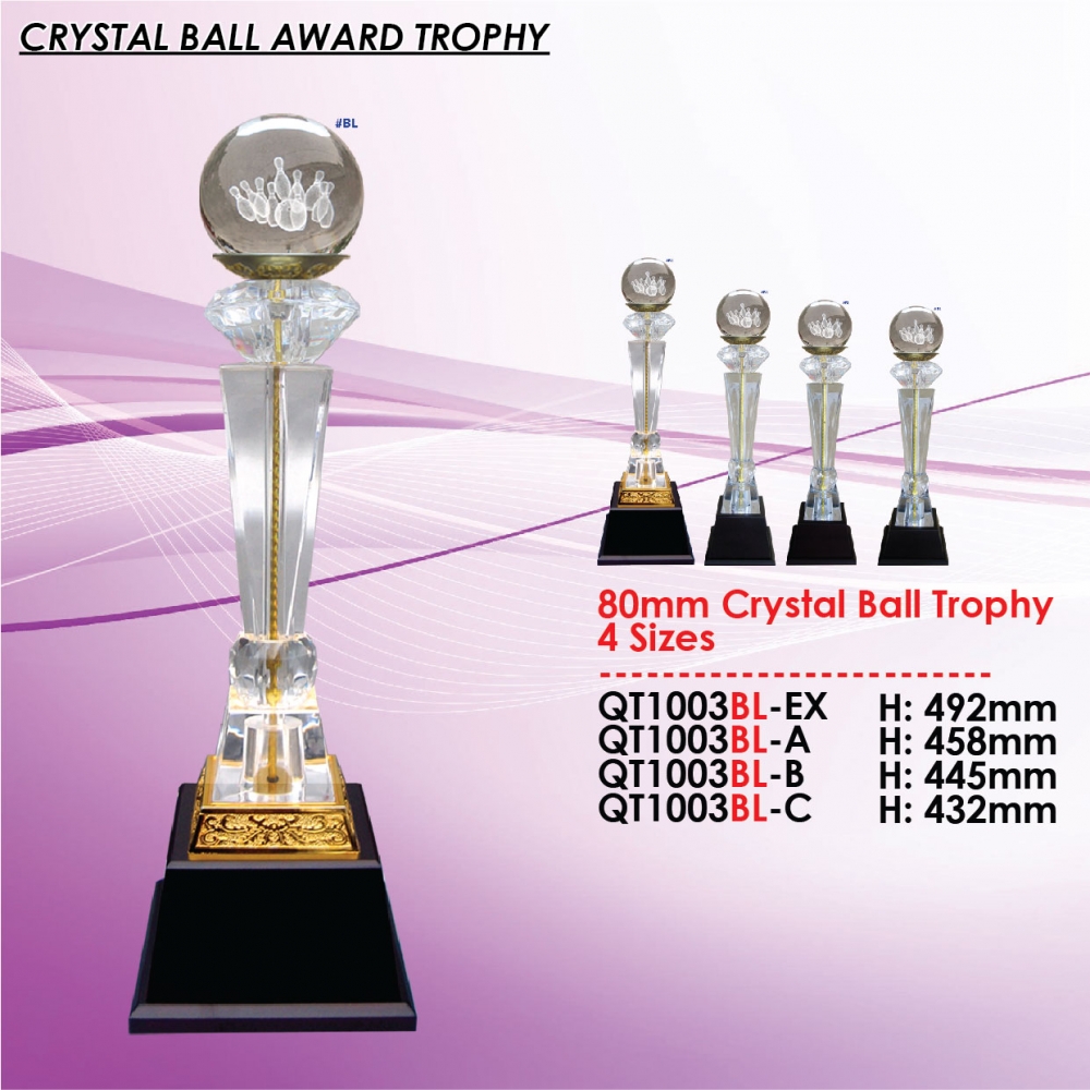 Crystal Ball Metal Award Trophy - 4 Sizes